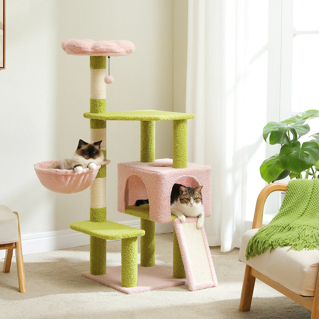 Flower Cat Tree Multi-Level Cat Tower with Sisal Covered Scratching Po ...